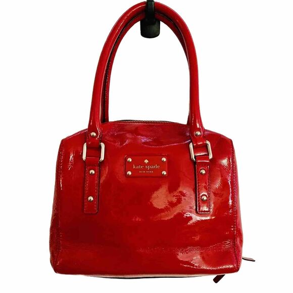 kate spade | Bags | Kate Spade Red Patent Cow Leather Bowler Bag Purse ...